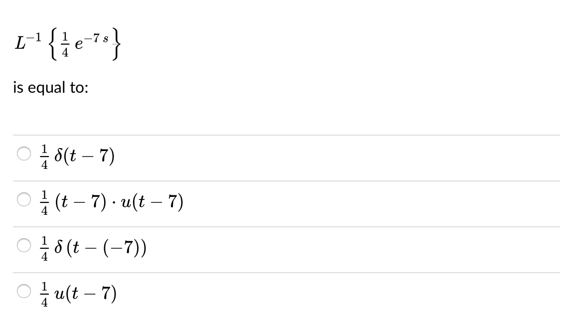 Solved 1 L E 7 Is Equal To 1 8 t 7 t 7 U t 7 Chegg