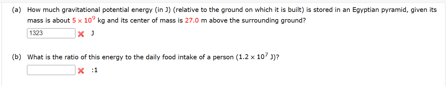 Solved (a) How much gravitational potential energy (in J) | Chegg.com