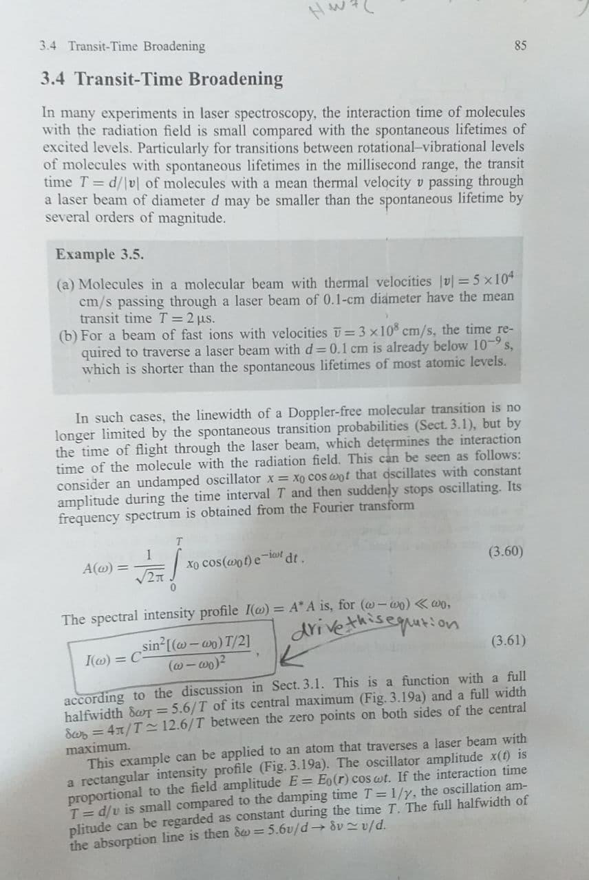 Solved H 시 3.4 Transit-Time Broadening 85 3.4 Transit-Time | Chegg.com