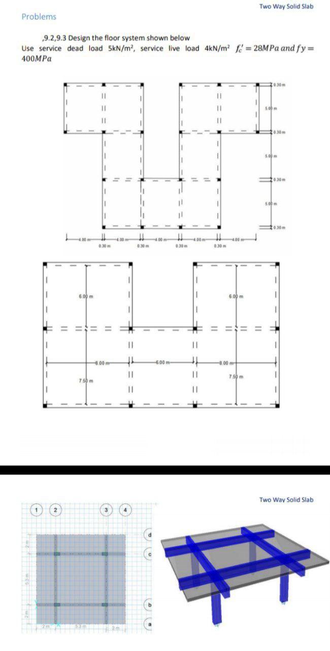 Solved Two Way Solid Slab Problems ,9.2,9.3 Design the floor | Chegg.com