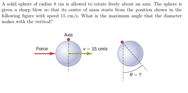 Solved A solid sphere of radius 8 cm is allowed to rotate | Chegg.com