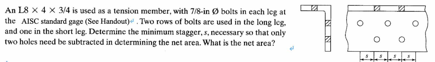 Solved a An L8 X 4 X 3/4 is used as a tension member, with | Chegg.com