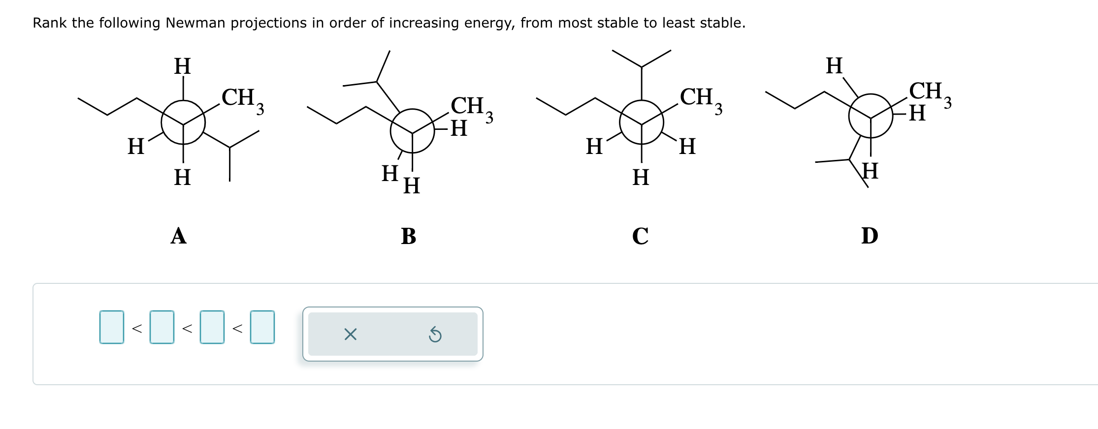Solved Rank the following Newman projections in order of | Chegg.com