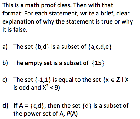 Solved This is a math proof class. Then with that format: | Chegg.com