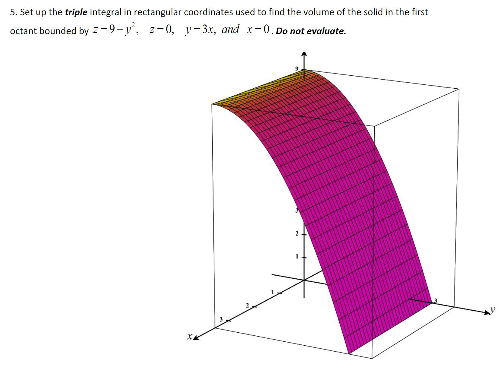 Solved 5. Set up the triple integral in rectangular | Chegg.com