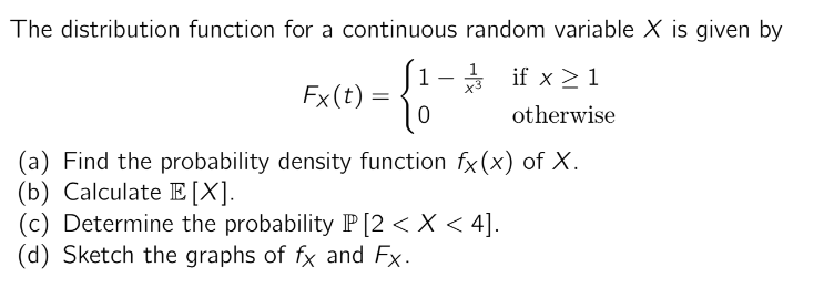 Solved The distribution function for a continuous random | Chegg.com