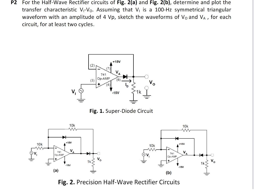 Solved P2 For the Half-Wave Rectifier circuits of Fig. 2(a) | Chegg.com