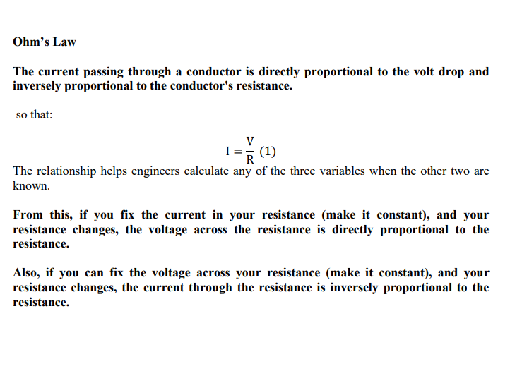 Solved Ohm's LawThe current passing through a conductor is | Chegg.com
