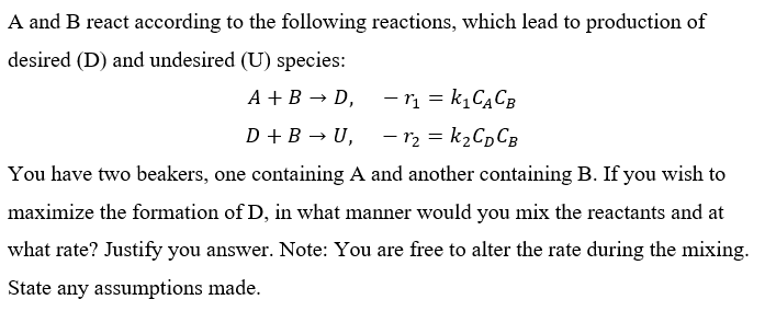 [Solved]: A and B react according to the following reactio