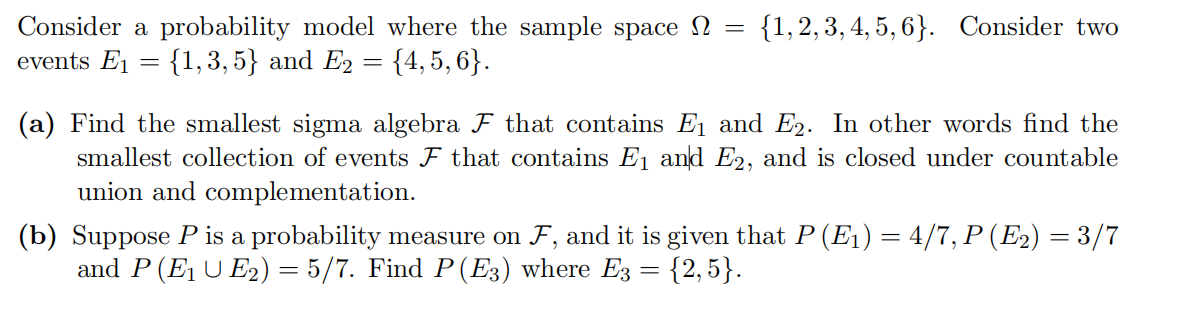 Solved Consider a probability model where the sample space | Chegg.com