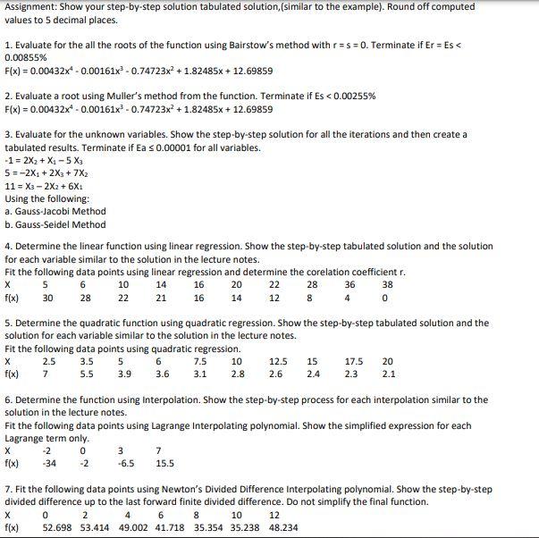 Solved Assignment: Show your step-by-step solution | Chegg.com