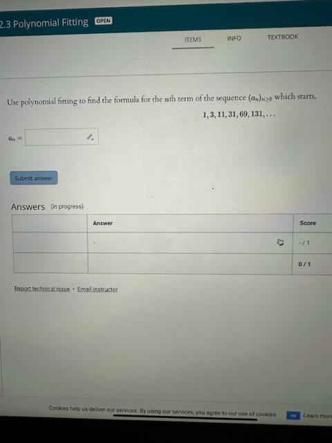 Solved Use polynomial fitting to find the formula for the | Chegg.com