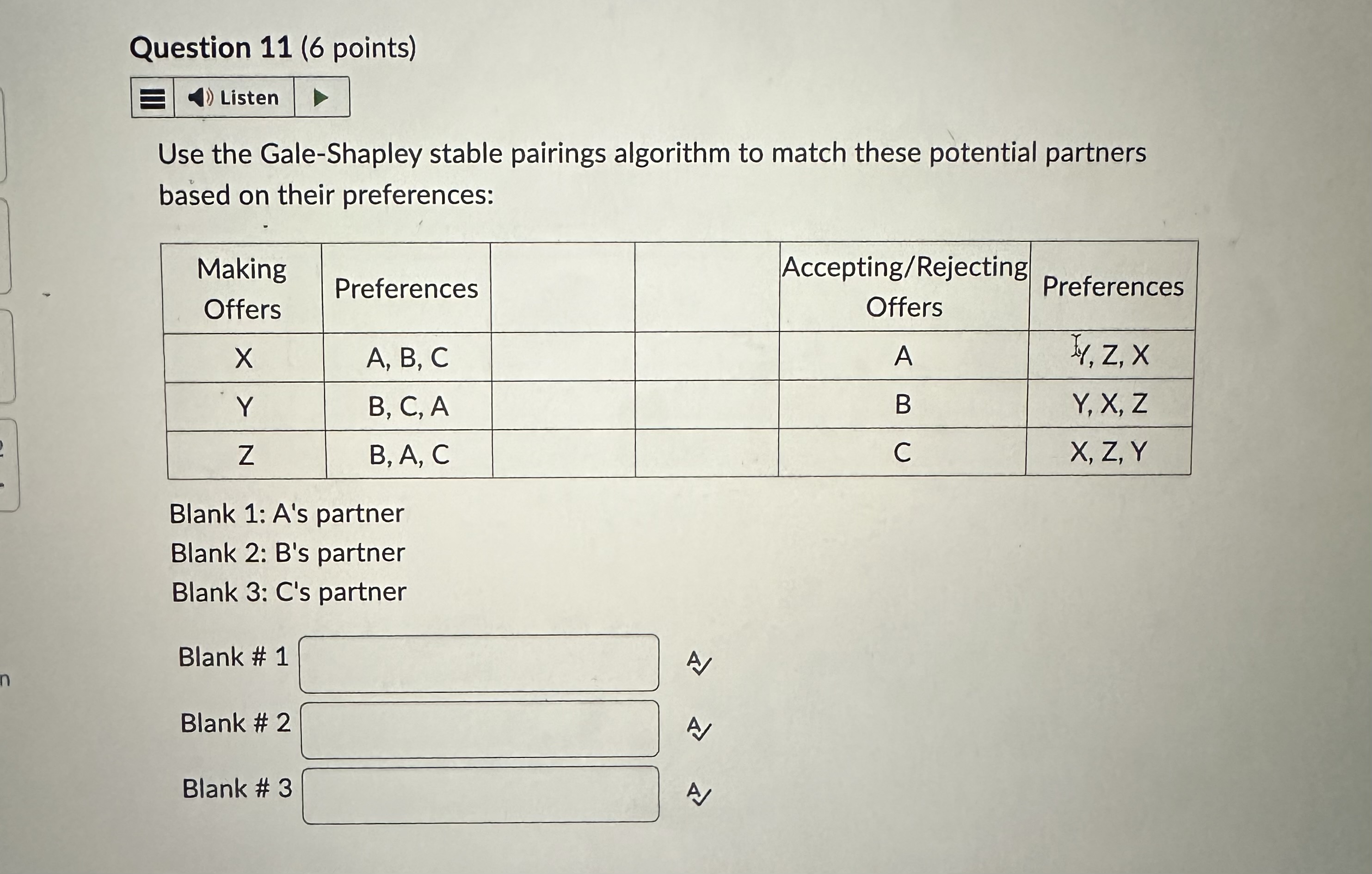 Solved Use the Gale-Shapley stable pairings algorithm to | Chegg.com