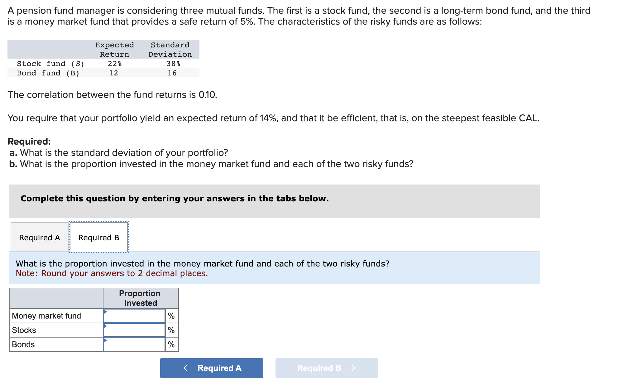 Solved A pension fund manager is considering three mutual | Chegg.com