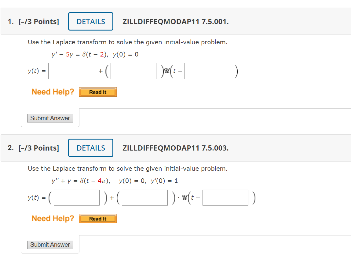 Solved −/3 Points] ZILLDIFFEQMODAP11 7.5.001. Use the | Chegg.com