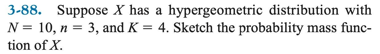 Solved 3-88. Suppose X has a hypergeometric distribution | Chegg.com