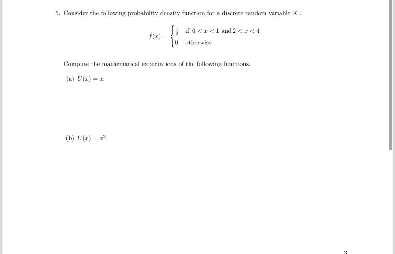 Solved 5. Consider the following probability density | Chegg.com