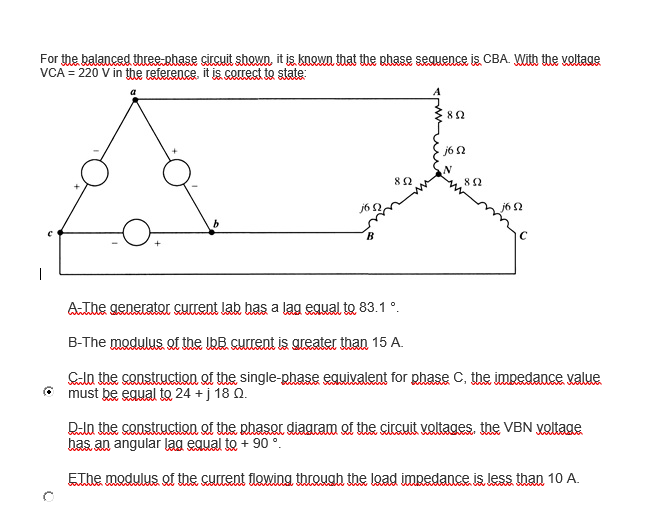 Solved For the balanced three-phase sisuit shown, it is | Chegg.com
