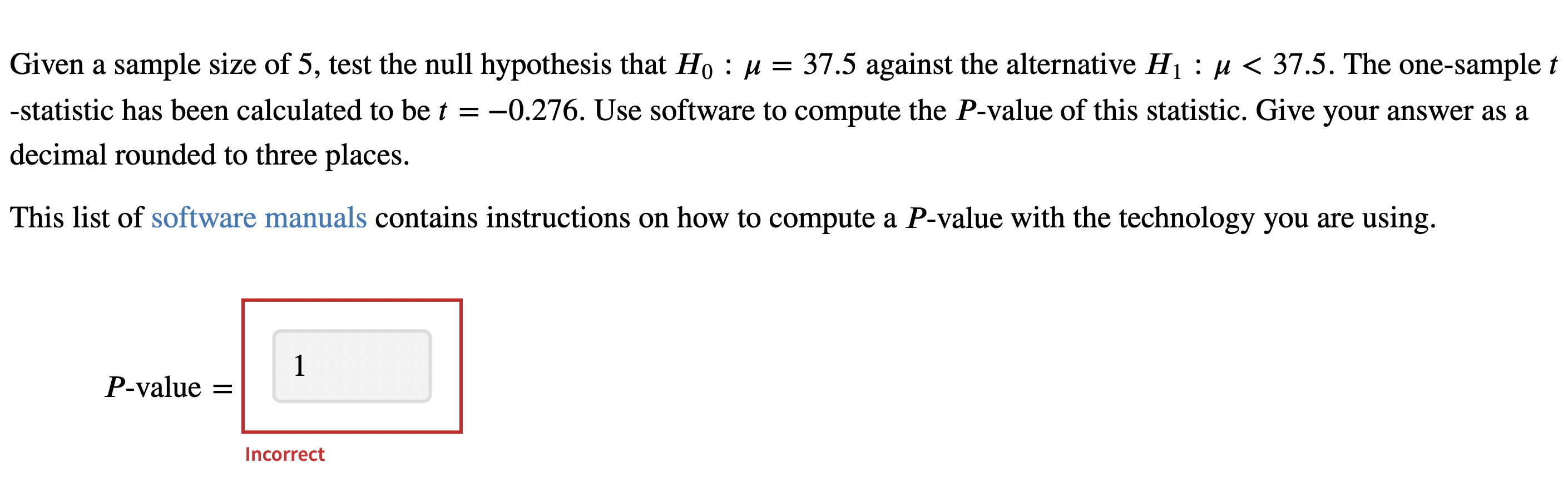 Solved Given a sample size of 5 , test the null hypothesis | Chegg.com