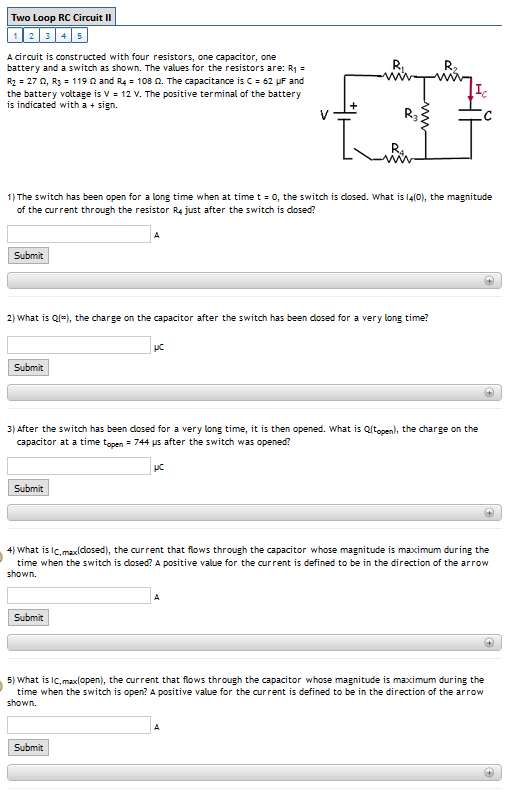 Solved Two Loop RC Circuit 11 A circuit is constructed with | Chegg.com