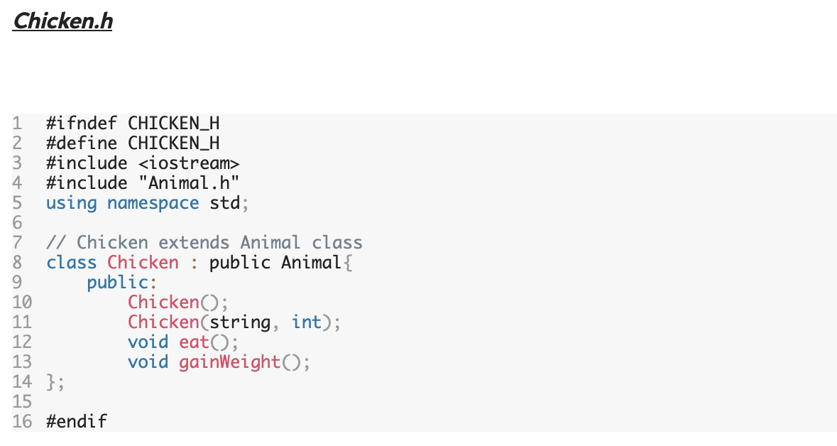 Solved Animal.h Animal.cpp \( \begin{array}{ll}1 & \text { | Chegg.com