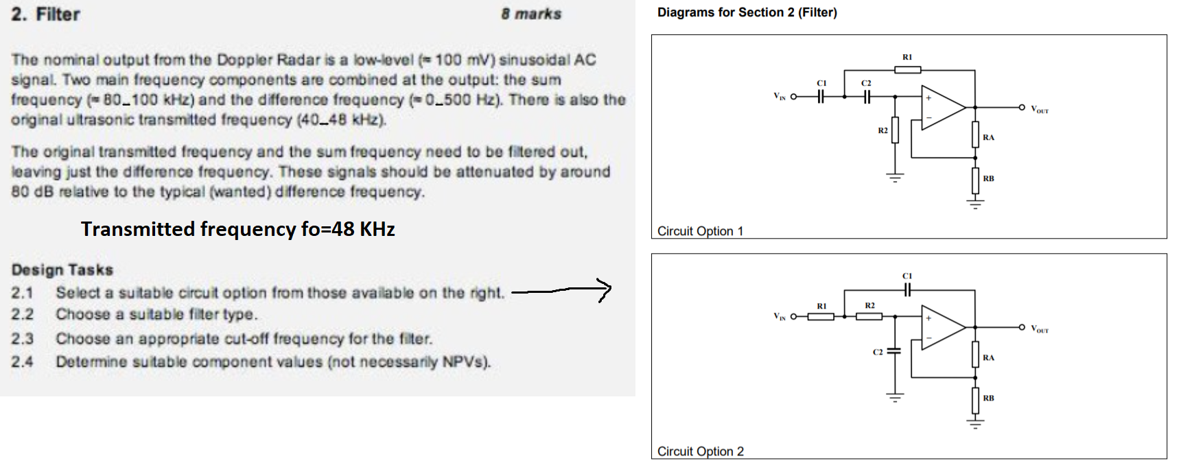 Solved 2. Filter 8 marks Diagrams for Section 2 (Filter) RI | Chegg.com
