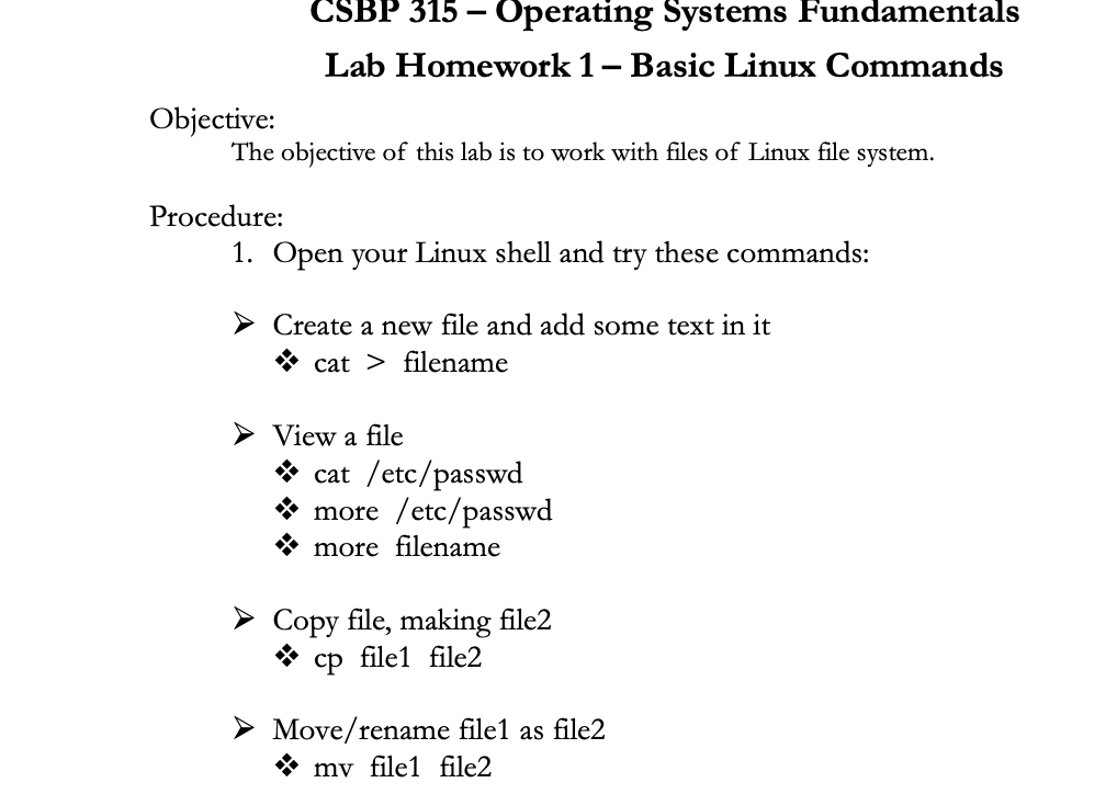 Solved CSBP 315 – Operating Systems Fundamentals Lab | Chegg.com