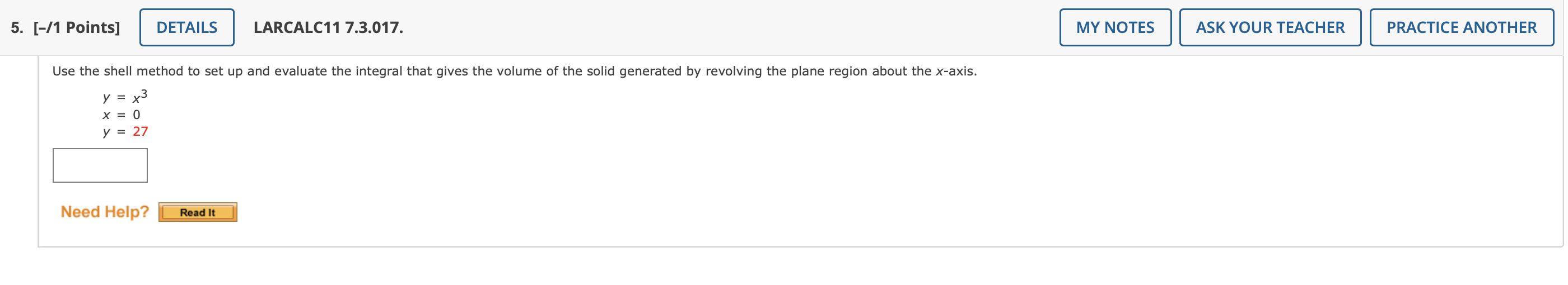 Solved Use the shell method to set up and evaluate the | Chegg.com