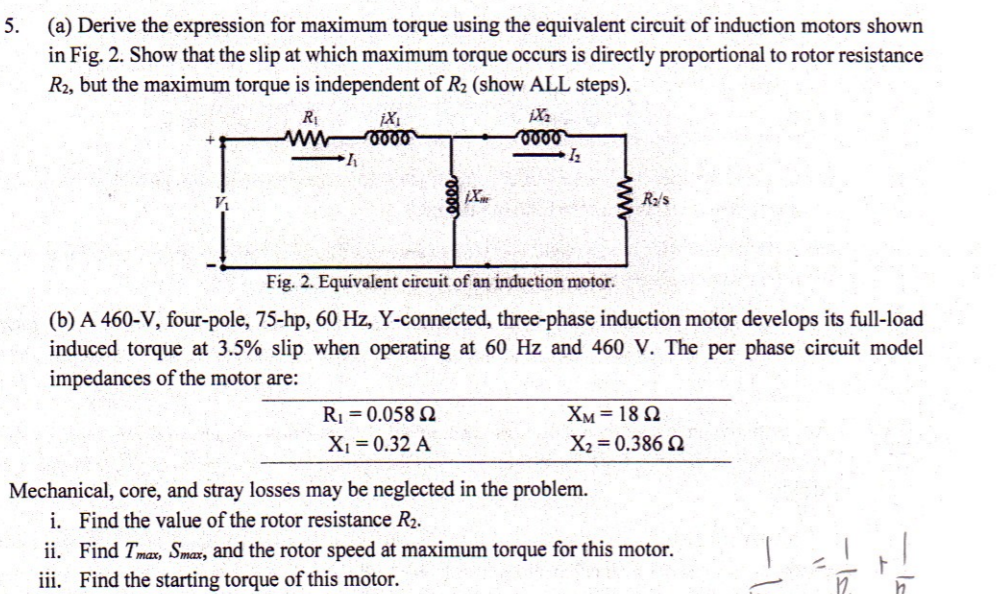Solved (a) Derive the expression for maximum torque using | Chegg.com