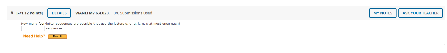 Solved How many four-letter sequences are possible that use | Chegg.com