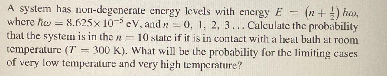 Solved - . A system has non-degenerate energy levels with | Chegg.com