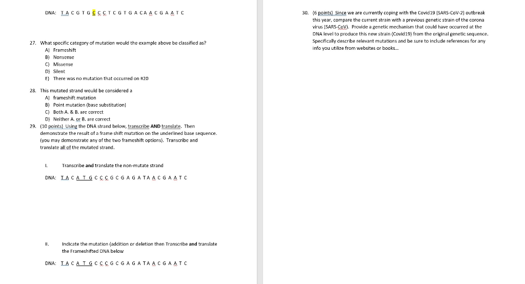 Solved Original strand: LACGTGACCTCGTGACACGAATC DNA: | Chegg.com