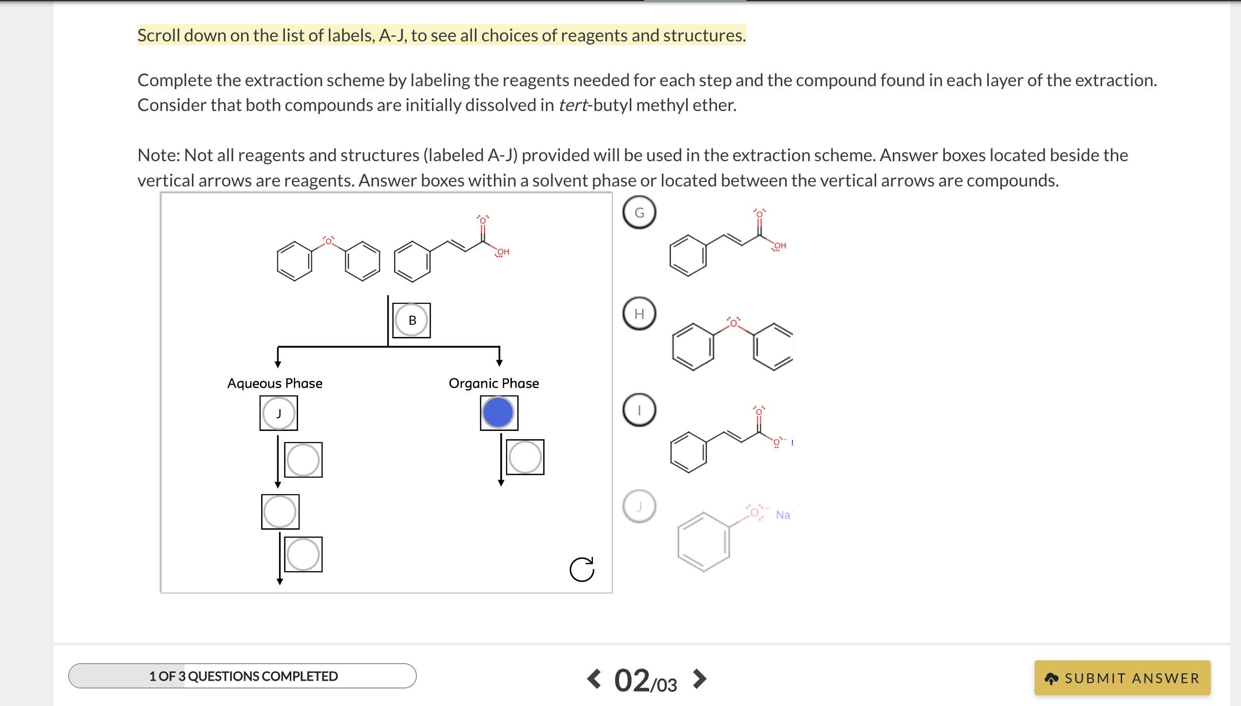 Complete the extraction scheme by labeling the | Chegg.com