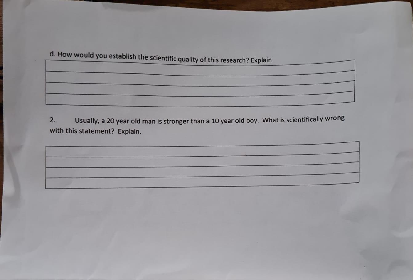 Solved d. How would you establish the scientific quality of | Chegg.com