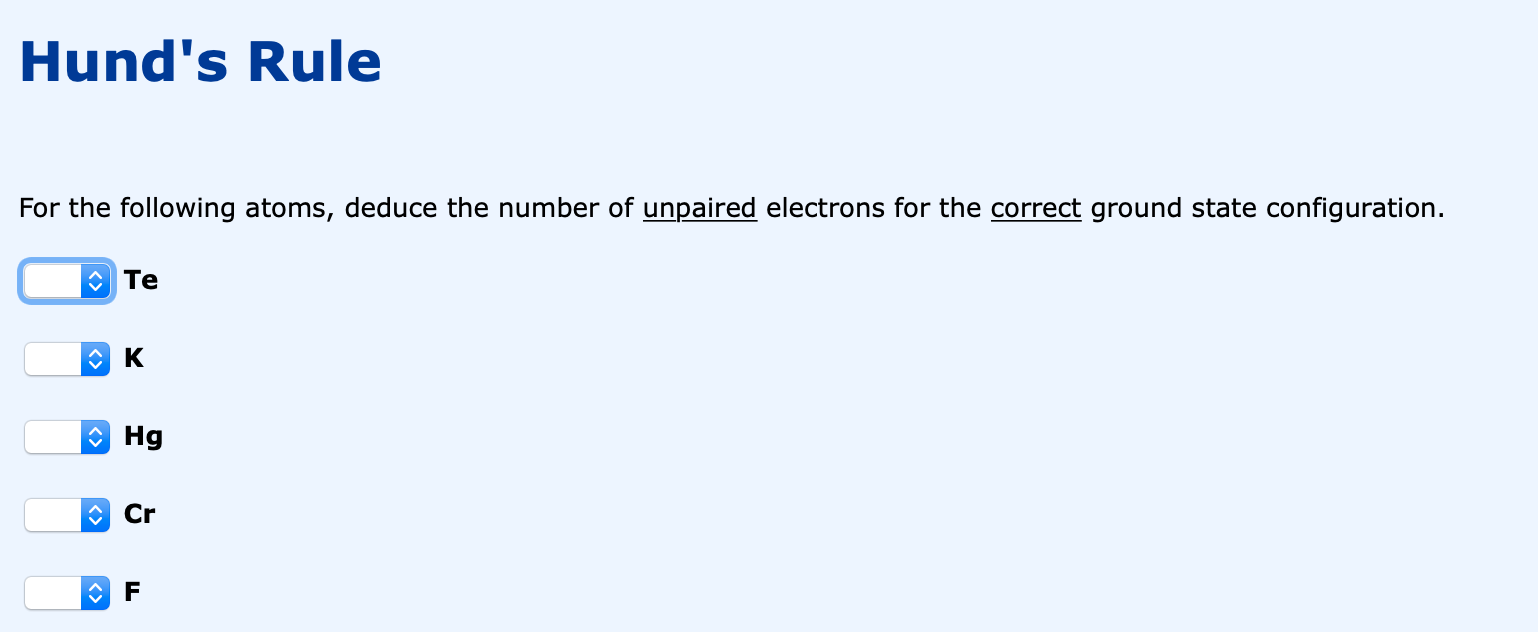 Solved Hund's Rule For the following atoms, deduce the | Chegg.com