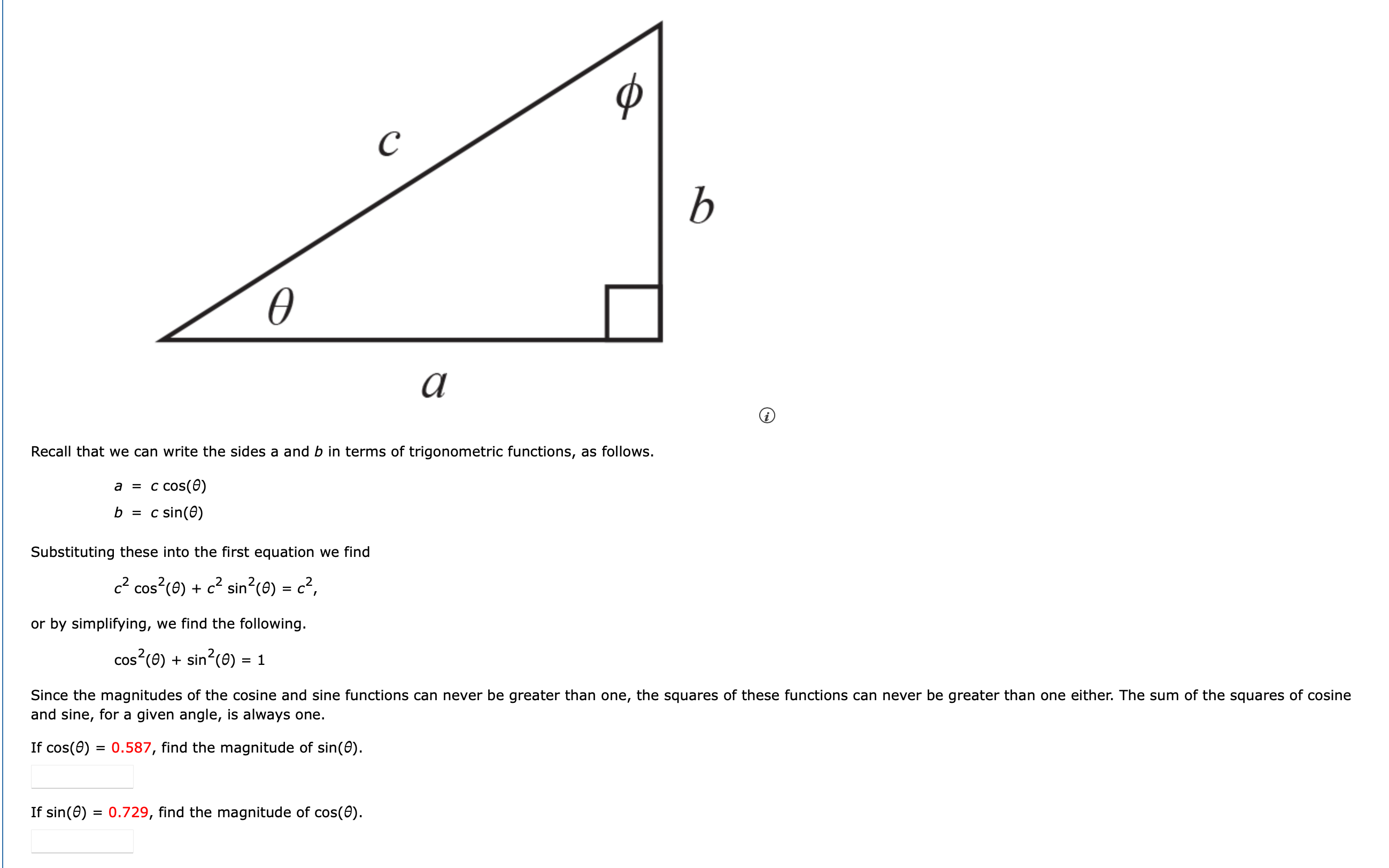 Solved Recall that we can write the sides a and b in terms | Chegg.com