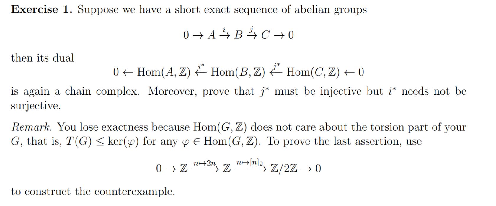 Solved Exercise 1. Suppose we have a short exact sequence of | Chegg.com