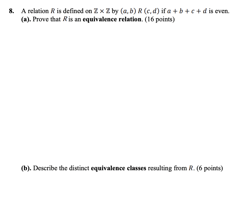Solved A relation 𝑅 is defined on ℤ × ℤ by (𝑎, 𝑏) 𝑅 (𝑐, | Chegg.com