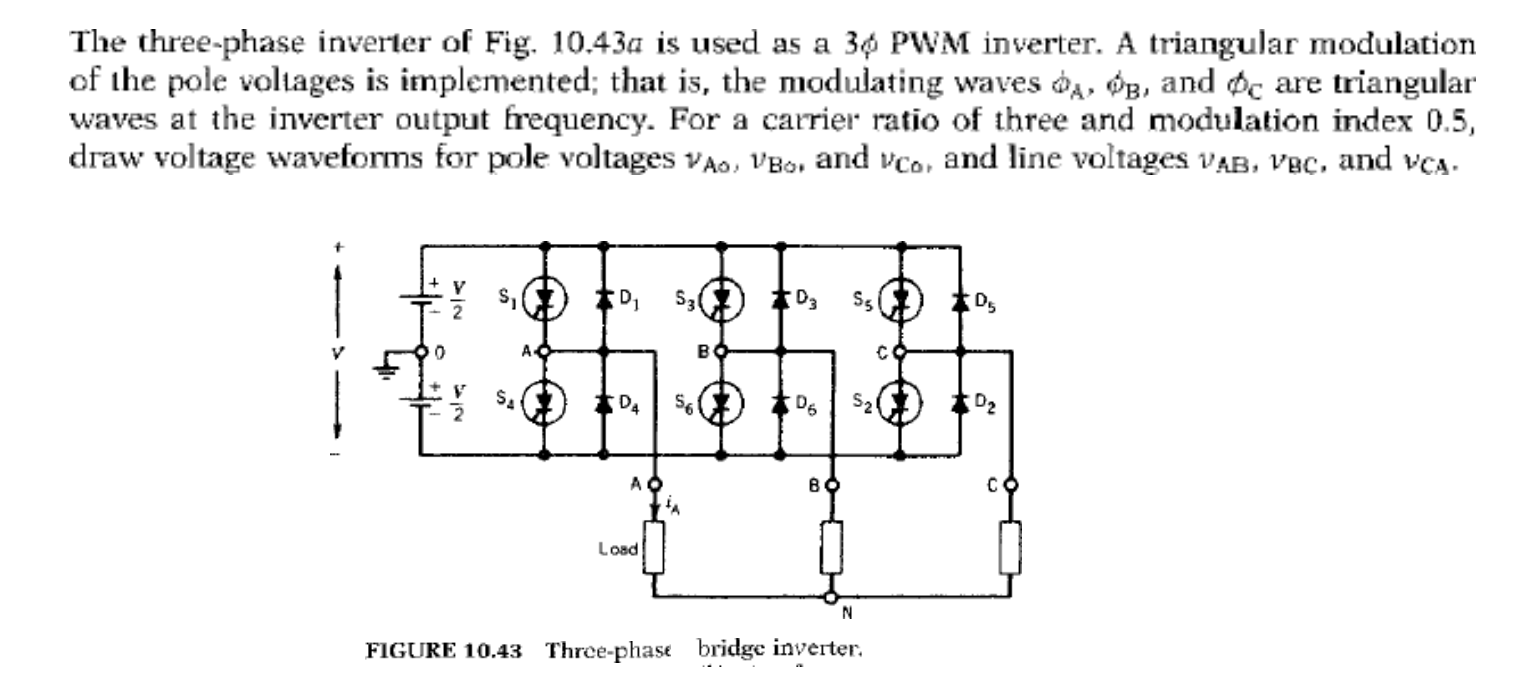 Solved The three-phase inverter of Fig. 10.43a is used as a | Chegg.com