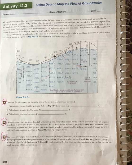 Solved t Using Data to Map the Flow of Groundwater Activity | Chegg.com