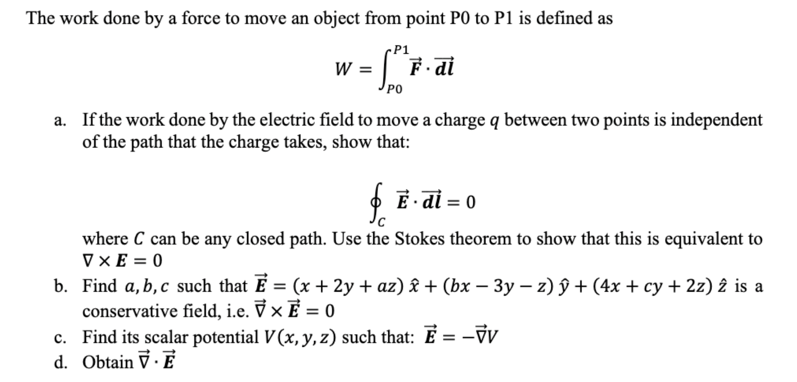 Solved The work done by a force to move an object from point | Chegg.com