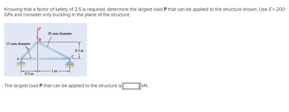 Solved Knowing that a factor of safety of 2.5 is required, | Chegg.com