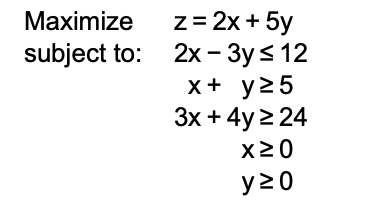 Solved Maximize z=2x+5y ﻿subject to: | Chegg.com