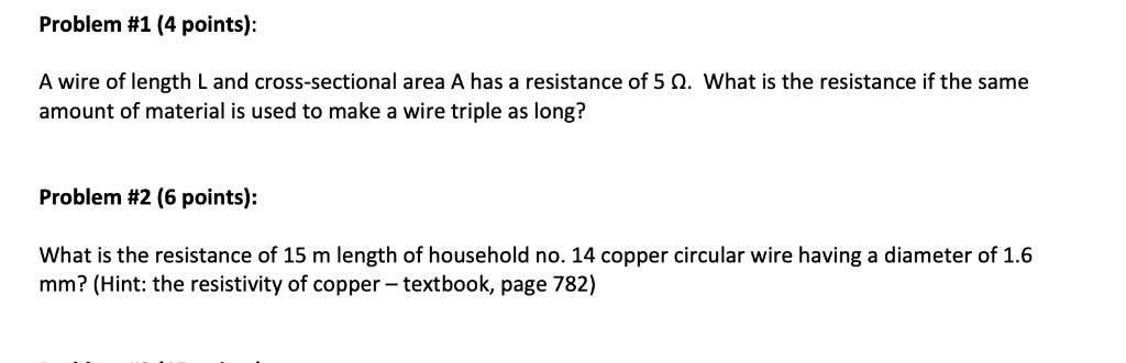 Solved Problem #1 (4 points): A wire of length L and | Chegg.com