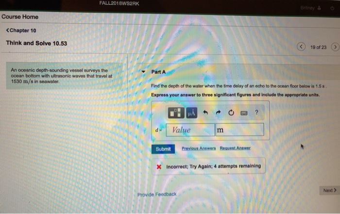 Solved FALL2018WS2RK Course Home An oceanic depth-sounding | Chegg.com