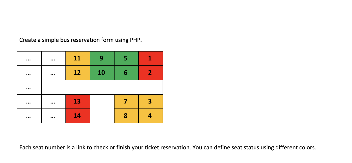 Solved Create A Simple Bus Reservation Form Using Php Each 6836