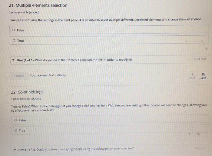 Solved 21. Multiple elements selection 1 point possible | Chegg.com