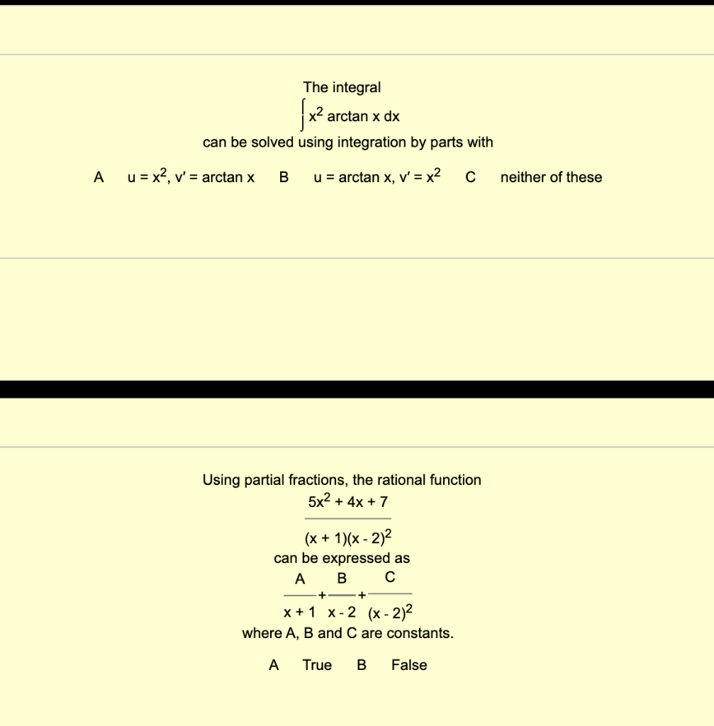 Solved A The integral x² arctan x dx can be solved using | Chegg.com