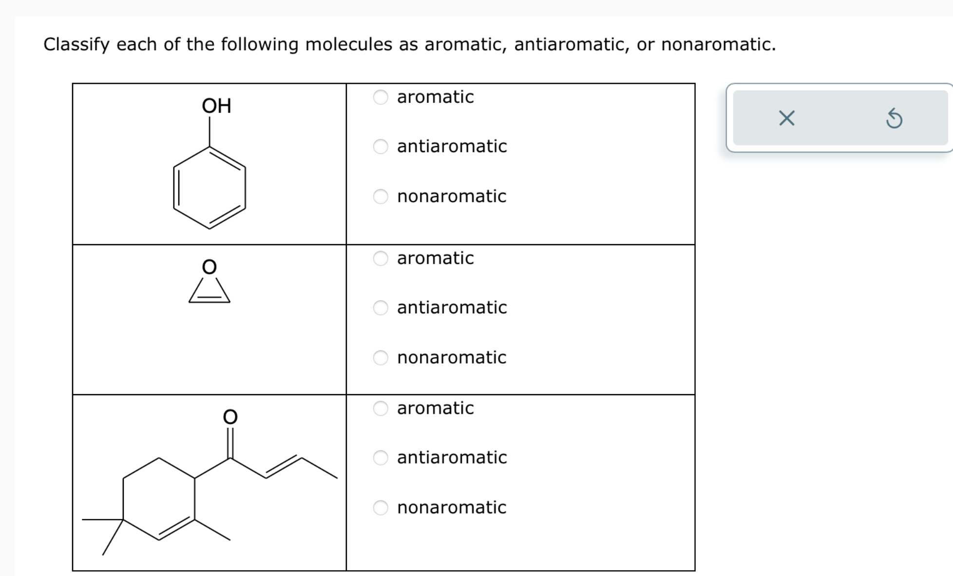 Solved Classify each of the following molecules as aromatic, | Chegg.com