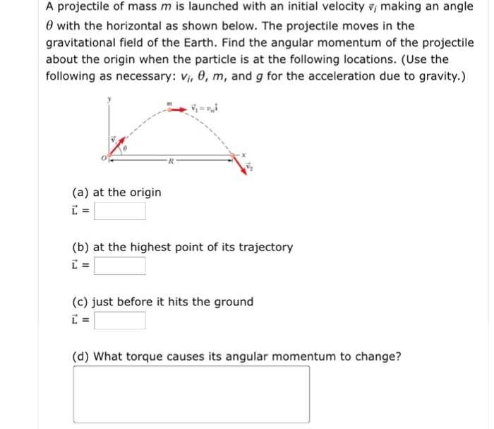 Solved A projectile of mass m is launched with an initial | Chegg.com